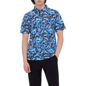 Bugatchi Hendrix Digital Floral Print Pima Cotton Polo - Navy