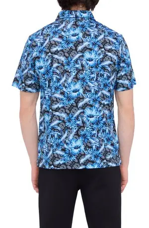 Bugatchi Hendrix Digital Floral Print Pima Cotton Polo - Navy