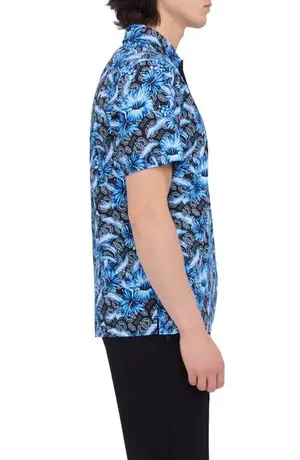 Bugatchi Hendrix Digital Floral Print Pima Cotton Polo - Navy