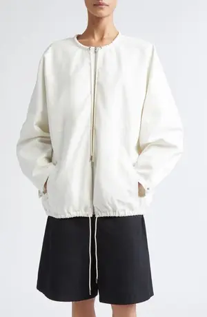 Partow Bond Drawstring Cotton Canvas Bomber Jacket