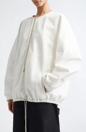 Partow Bond Drawstring Cotton Canvas Bomber Jacket