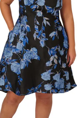 Adrianna Papell Metallic Floral High-low Dress