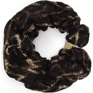 GANNI Metallic Cloqué Scrunchie - Khaki