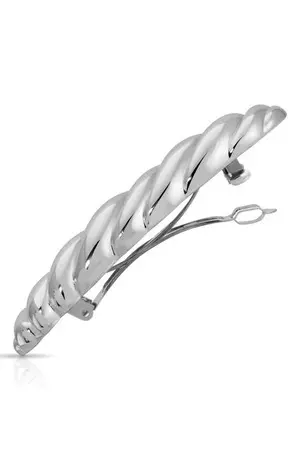 Ettika Twisted Oblong Barrette - Silver