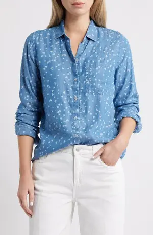 BEACHLUNCHLOUNGE Cassie Chambray Button-up Shirt - Butterfly Trail