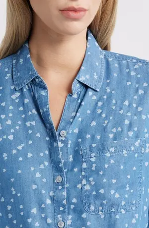 BEACHLUNCHLOUNGE Cassie Chambray Button-up Shirt - Butterfly Trail