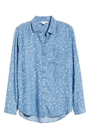 BEACHLUNCHLOUNGE Cassie Chambray Button-up Shirt - Butterfly Trail