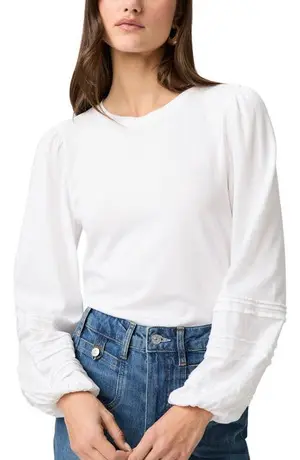 Paige Cyrano Pintuck Jersey Top - White