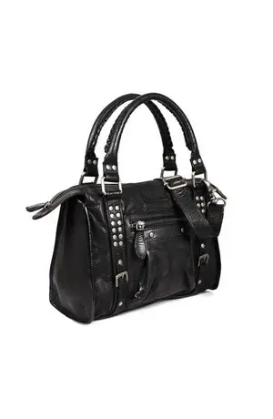ROAN Visual Leather Satchel - Black Flame Tml