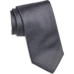 Canali Patterned Silk Neck Tie Dark Grey