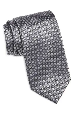 Canali Geometric Silk Neck Tie - Grey