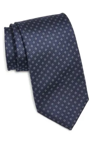Canali Jacquard Silk Neck Tie - Navy