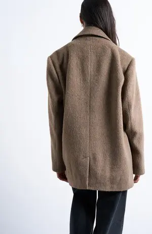 Topshop Three-button Brushed Coat - Camel