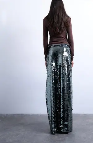 Topshop Sequin Maxi Column Skirt
