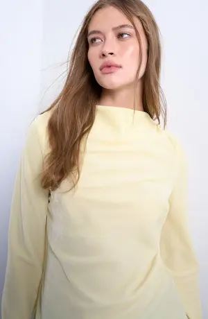 Topshop Cowl Neck Velvet Top - Buttermilk