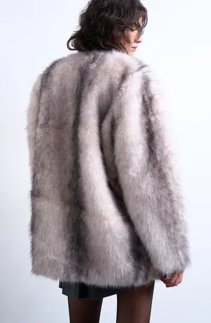 Topshop Faux Fur Collarless Coat
