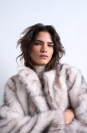 Topshop Faux Fur Collarless Coat