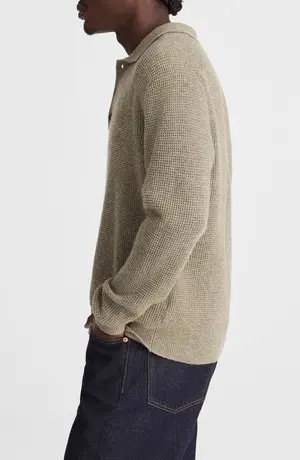 Madewell Wool Blend Waffle Knit Sweater Polo