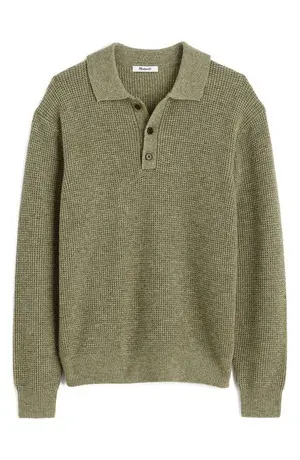 Madewell Wool Blend Waffle Knit Sweater Polo
