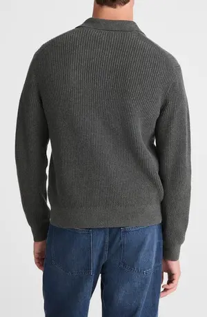Madewell Shaker Stitch Cotton Sweater Polo - Heather Charcoal
