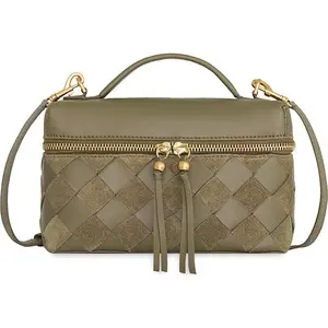 Rebecca Minkoff Frankie Woven Leather Train Case - Willow
