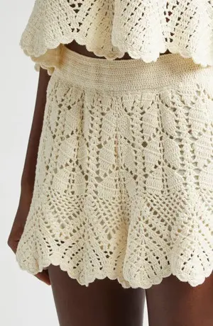Zimmermann Awaken Crochet Shorts - Cream