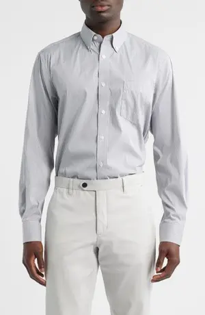 EAGLE Regular Fit Grey Gingham Check Cotton Button-down Oxford Shirt - Gray