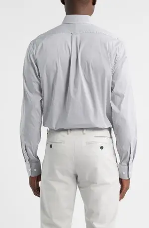 EAGLE Regular Fit Grey Gingham Check Cotton Button-down Oxford Shirt - Gray