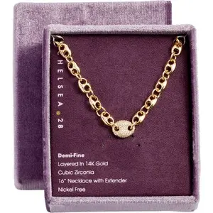 Chelsea28 Pavé Cubic Zirconia Mariner Chain Necklace - Clear- Gold