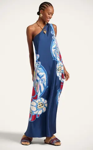 La DoubleJ Roy One-shoulder Maxi Dress - Lemuria Placée Blue