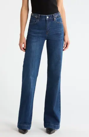 Paige Leenah Waist Buckle Wide Leg Jeans