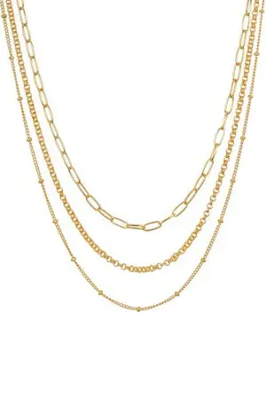 SATYA JEWELRY Layered Chain Necklace - Metallic Gold