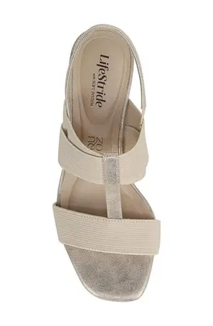LIFESTRIDE Slingback Wedge Sandal - Platino Gold