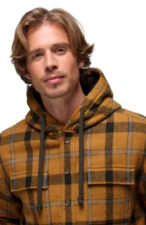 Prana Asgard Hooded Flannel Shirt Jacket - Dijon
