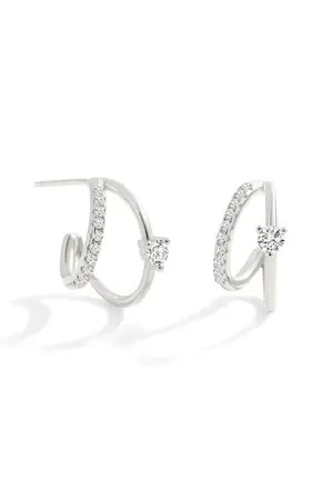 MINT & LILY The Nova Double Hoop Earrings - Sterling Silver/moissanite