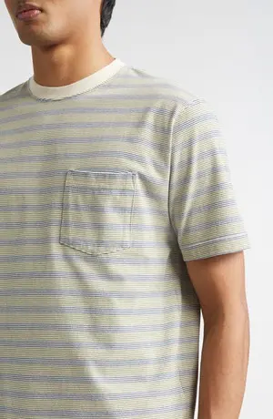 BEAMS Pinstripe Pocket T-shirt