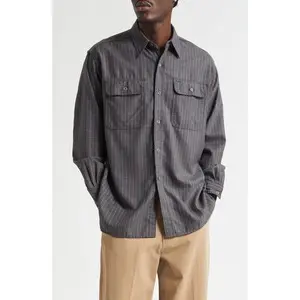 BEAMS Work Uniform Pinstripe Serge Button-up Shirt