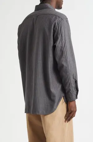 BEAMS Work Uniform Pinstripe Serge Button-up Shirt