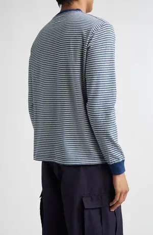 BEAMS Indigo Stripe Pocket T-shirt