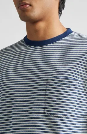 BEAMS Indigo Stripe Pocket T-shirt
