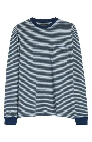 BEAMS Indigo Stripe Pocket T-shirt