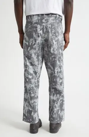 BEAMS Foil Print Herringbone Painter Pants