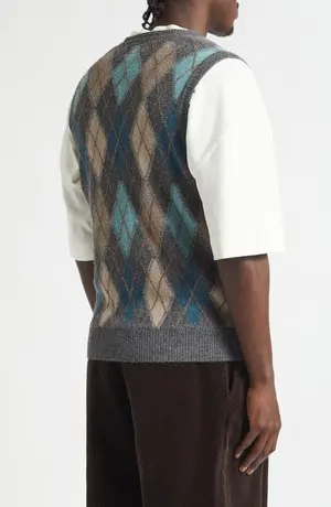 BEAMS Argyle Intarsia Alpaca Vest