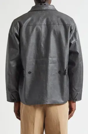 BEAMS Aged Faux Leather Car Coat