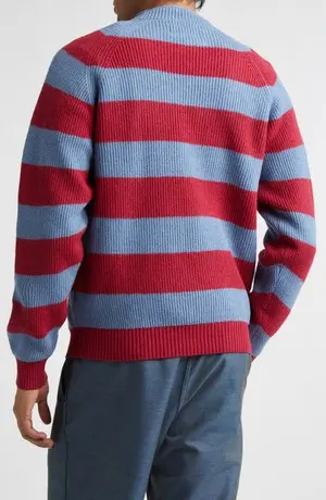 BEAMS Striped Ribbed Roll Neck Sweater