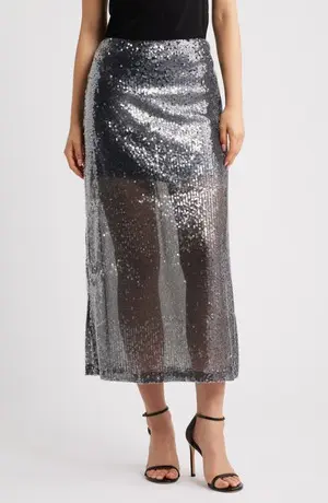 ICHI Sequin Embellished Skirt
