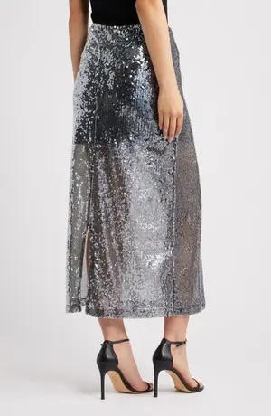 ICHI Sequin Embellished Skirt