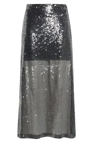 ICHI Sequin Embellished Skirt