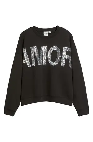 ICHI Sequined Appliqué Sweatshirt