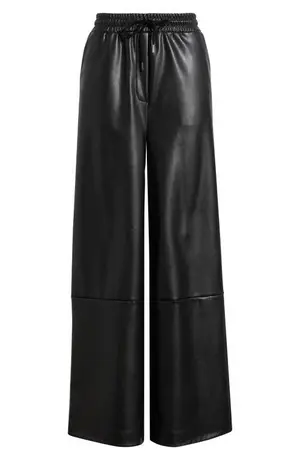 ICHI Ihzoma Faux Leather Wide-leg Pants